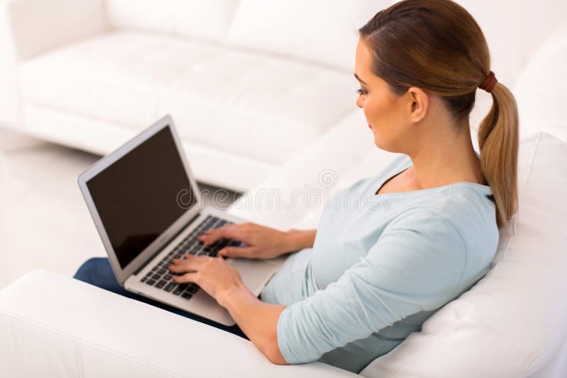 Woman Using Laptop Computer Stock Photo - Image of attractive, laptop ...