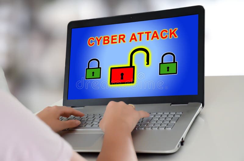 Cyber Attack Concept on a Laptop Stock Photo - Image of secure, online ...