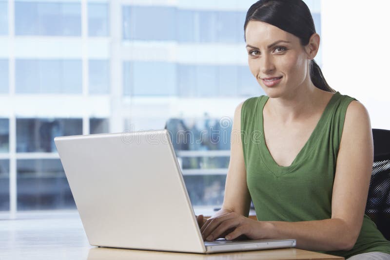 Woman using fax machine stock photo. Image of cheerful - 7073262