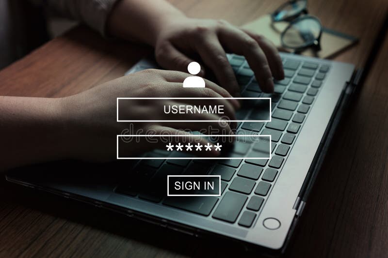 Woman Using Laptop with VR Interface of Secure Access To User S ...