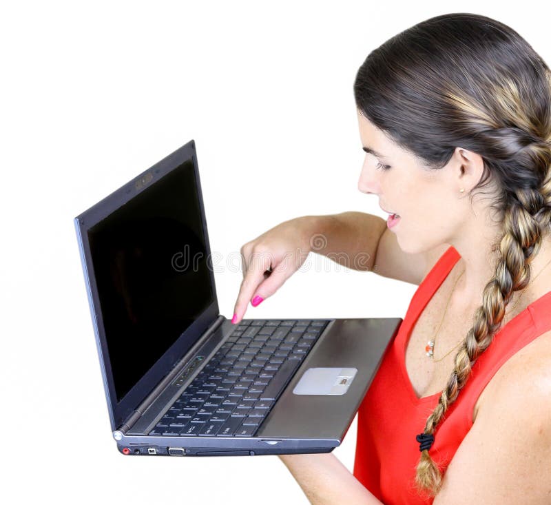Woman using a laptop stock photo. Image of student, university - 33681340