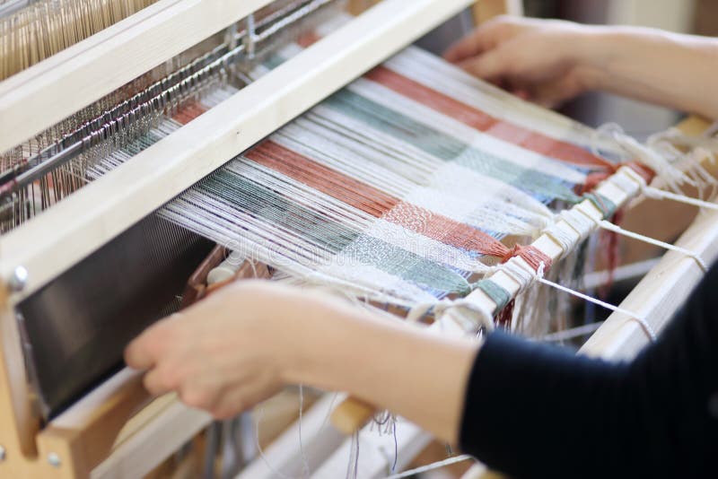 Woman Working at the Loom. Russian National Crafts Stock Image - Image ...