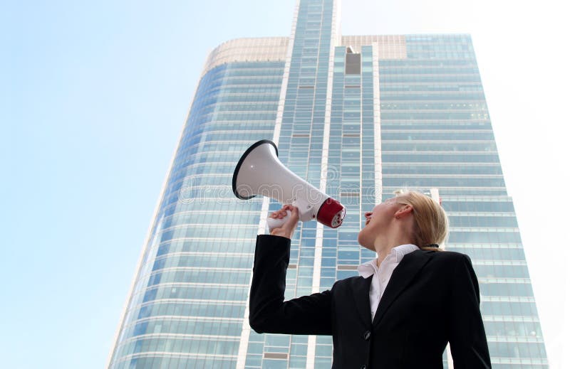 Woman using megaphone stock image. Image of holding, energetic - 3045009