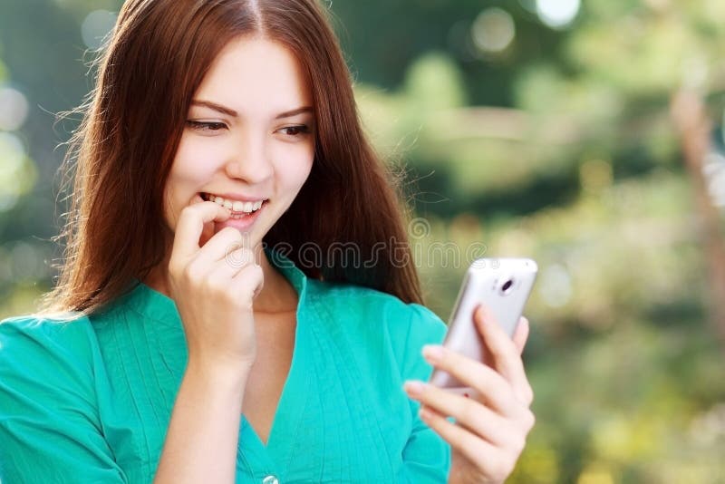 Woman using mobile stock photo. Image of beautiful, mobilephone - 33554308