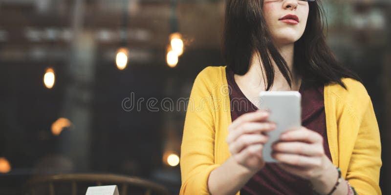 Woman Using Mobile Phone Communication Concept Stock Photo - Image of ...