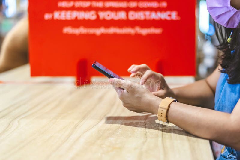 Woman Using Mobile Phones for Work Stock Photo - Image of epidemic ...