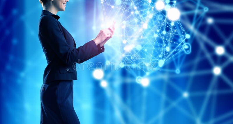 Woman Using Modern Technologies Stock Photo - Image of multimedia ...