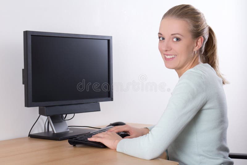 6,324 Woman Using Desktop Pc Stock Photos - Free & Royalty-Free Stock ...