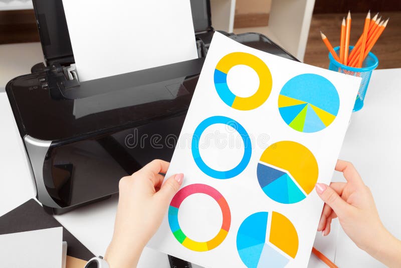 Woman Using the Printer To Scanning and Printing Document Stock Image ...