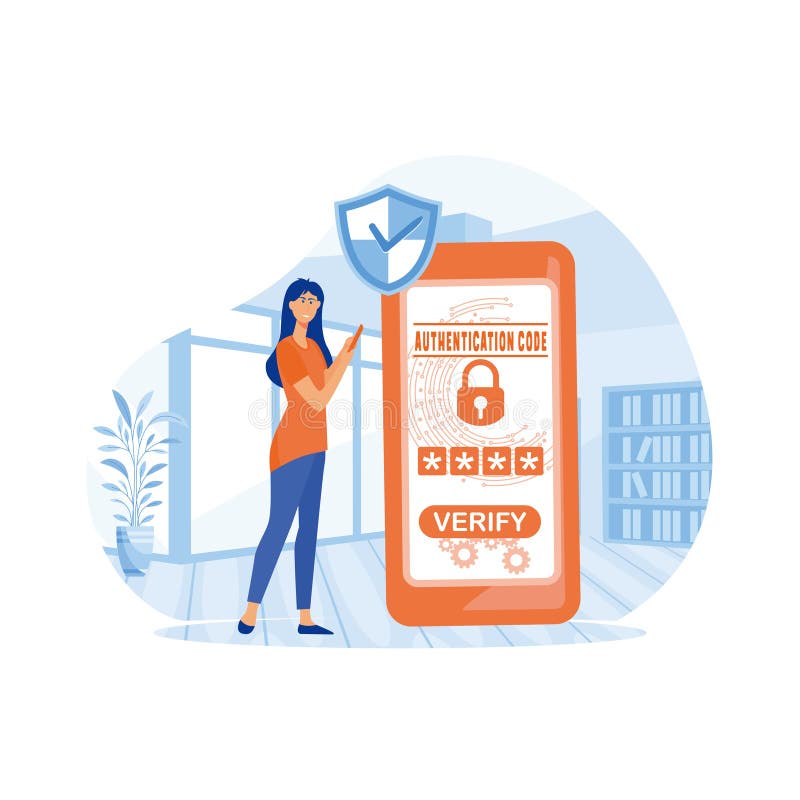 Woman Using Security Otp One Time Password Verification For Mobile App