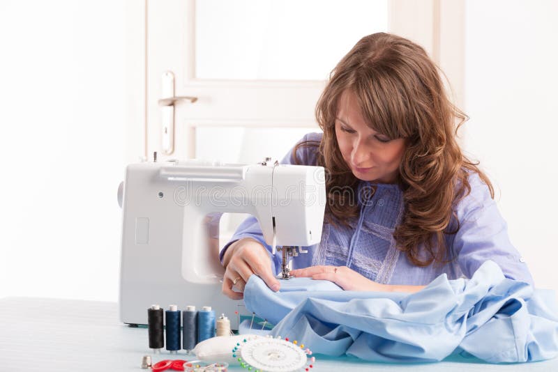 Creative Woman Using Sewing Machine Stock Image - Image of people ...