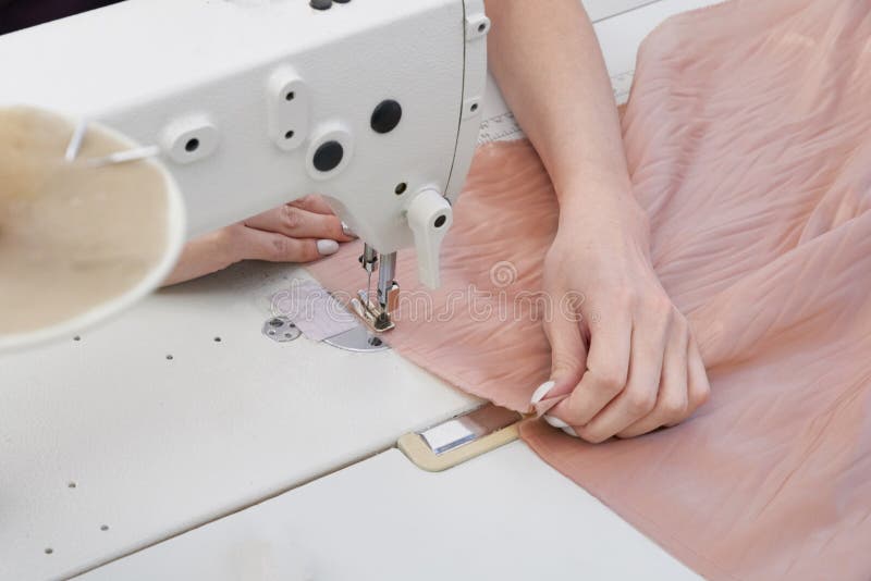 Dressmaker Using Sewing Machine in Tailor Studio, Modern Atelier Shop ...