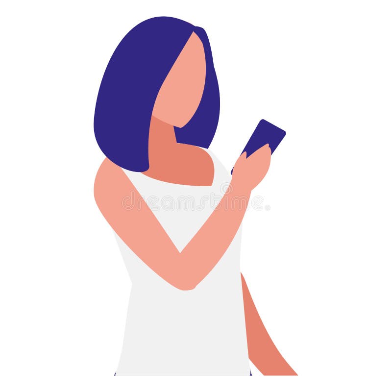 Woman Using Smartphone Avatar Character Stock Vector - Illustration of ...