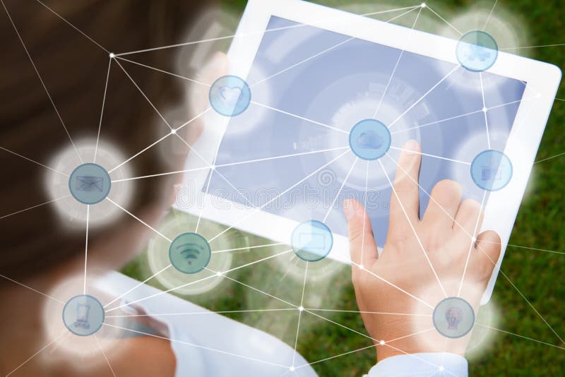 Woman using social network stock image. Image of communication - 79323413