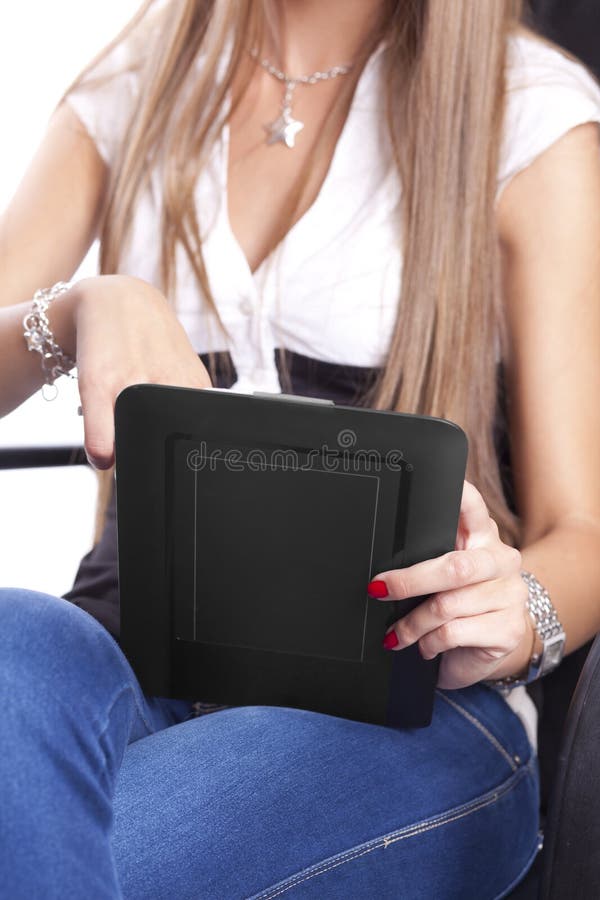 Woman Using Tablet Computer Stock Photo - Image of female, touch: 20130592