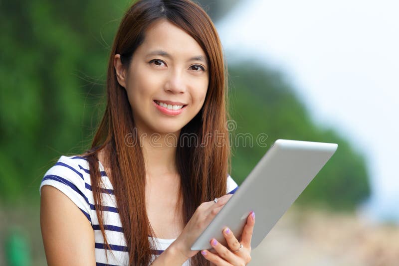 Tablet Computer Business Woman in New York City Stock Photo - Image of ...