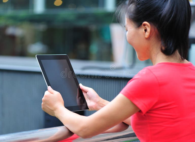 Woman Using Tablet Computer Stock Photo - Image of leisure, electronic ...