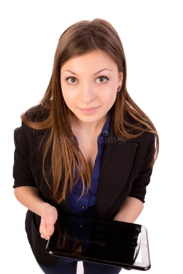 Woman Using Tablet Computer or IPad Stock Photo - Image of hand, screen ...