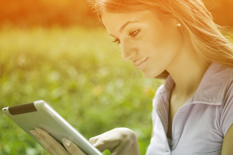 Computer in the Park stock image. Image of plants, stockings - 118189