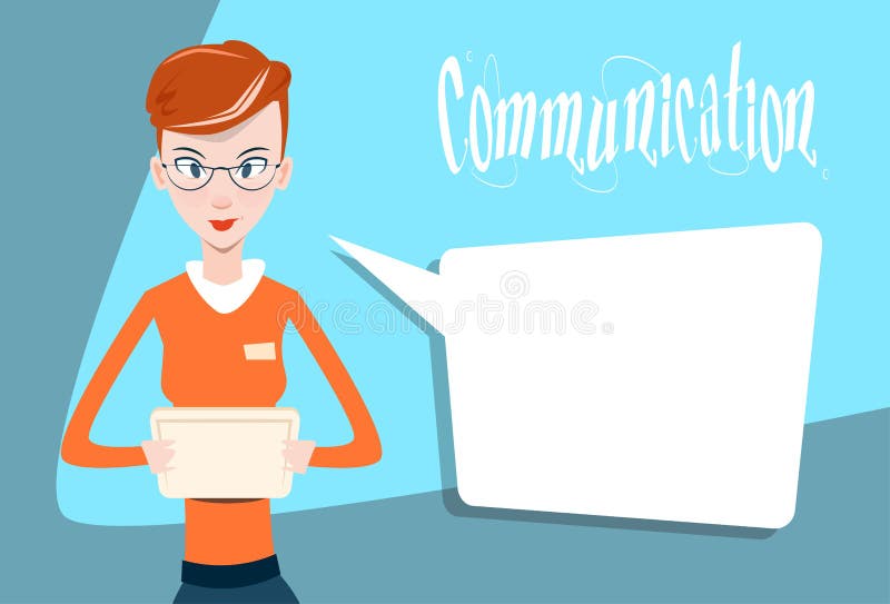 Woman Using Tablet Computer Send Message Internet Texting Chat ...