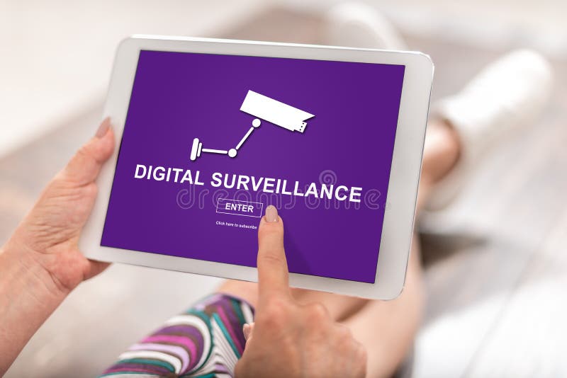 Digital Surveillance Concept on a Tablet Stock Image - Image of cctv ...