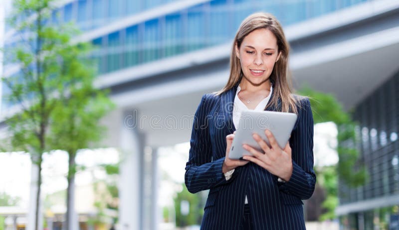 Tablet Computer Business Woman in New York City Stock Photo - Image of ...