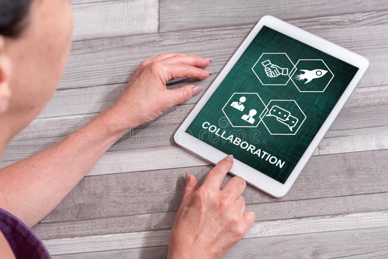 Collaboration Concept on a Tablet Stock Photo - Image of teamwork ...