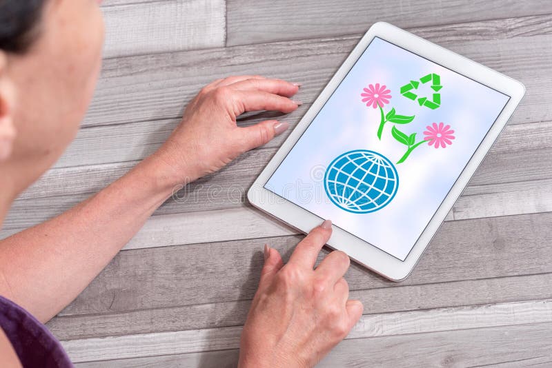 Recycling Concept on a Tablet Stock Photo - Image of ecological, world ...
