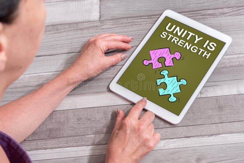 Unity concept on a tablet stock image. Image of concept - 114283291