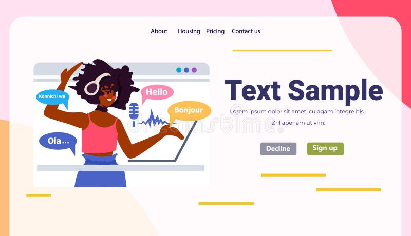 Woman Using Translation Application Multilingual Greeting International ...