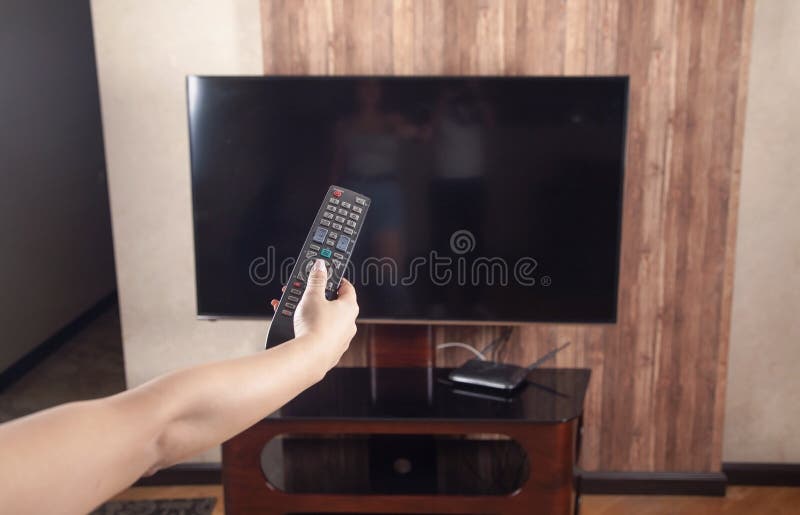 Woman Using Tv Remote Controller. Watching Tv Stock Image - Image of ...