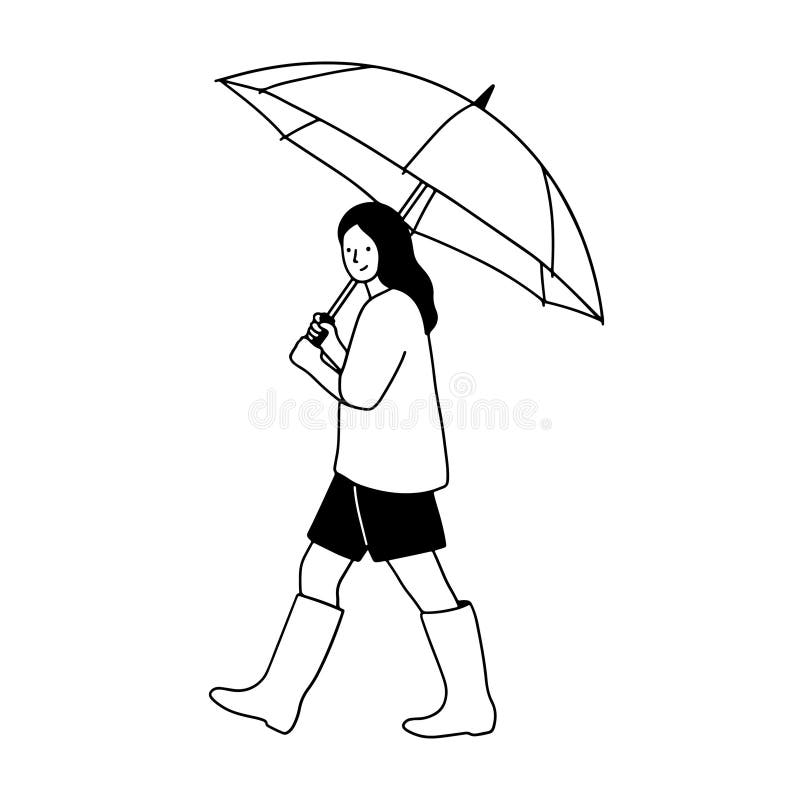 A Woman Using Umbrella Illustration Stock Vector - Illustration of ...