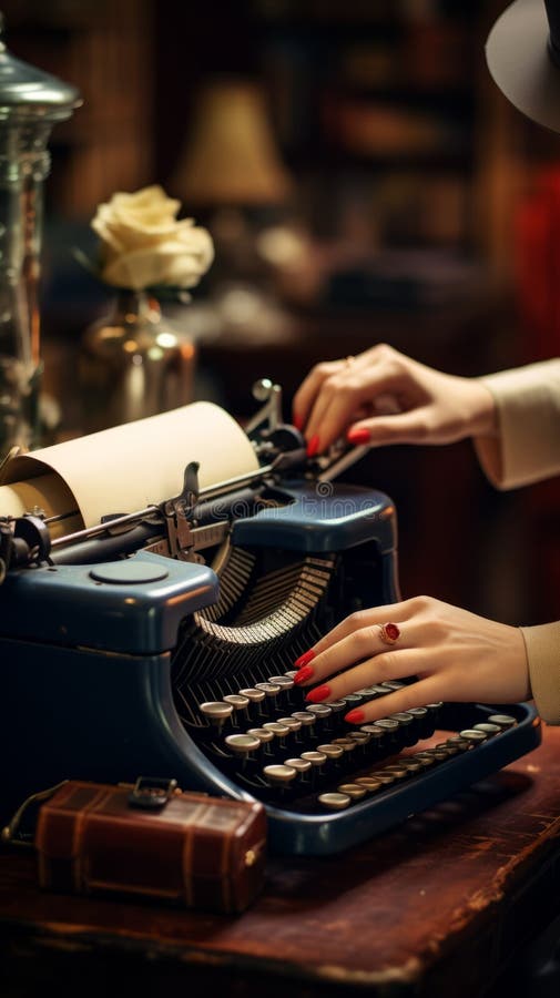 Woman Typing Typewriter Stock Illustrations – 168 Woman Typing ...