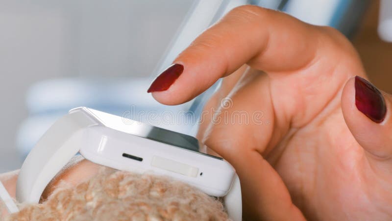 Woman Using Wearable Smart Watch Stock Image - Image of mobile, modern ...