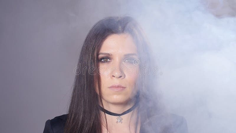 A Woman Vamp Posing in the Smoke Stock Footage - Video of dress, fresh ...