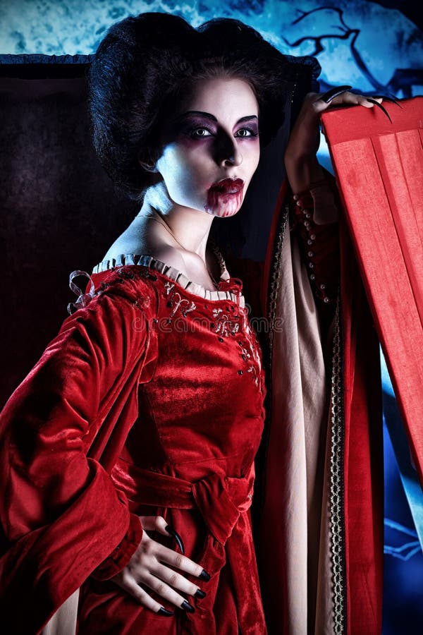 Fashion Portrait of Female Vampire Stock Image - Image of nails, lashes ...