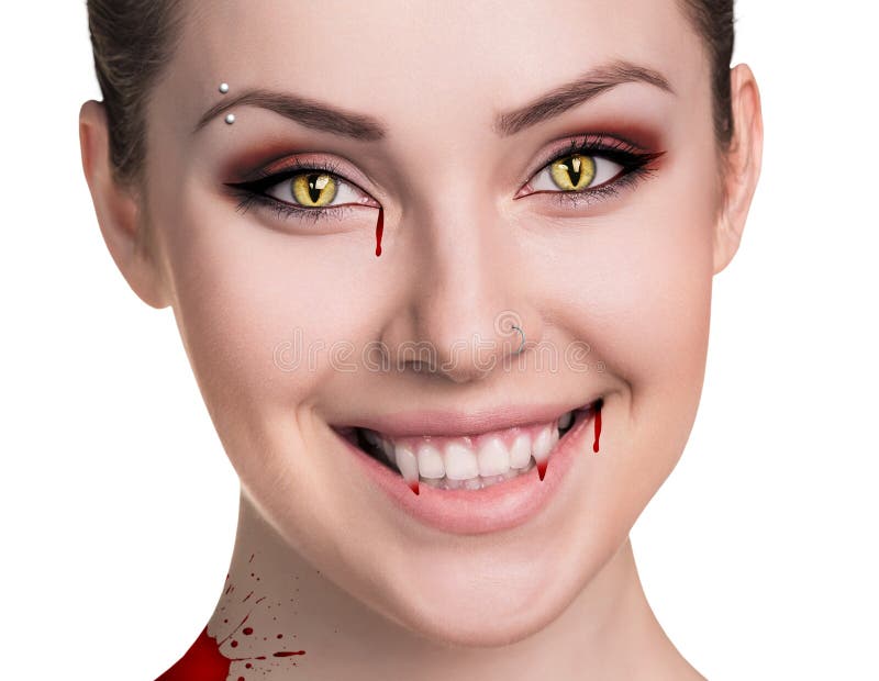 Woman with vampire fangs stock photo. Image of elegance - 62783120