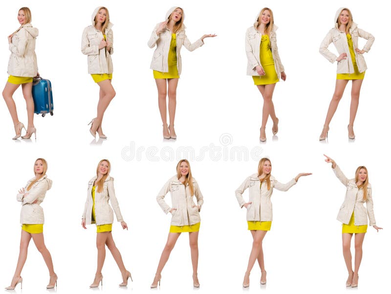 The Woman in Various Poses Isolated on White Stock Photo - Image of ...
