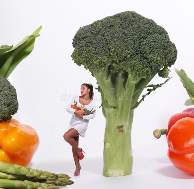 Blonde Woman on Kitchen with Vegetables Stock Image - Image of cheerful ...