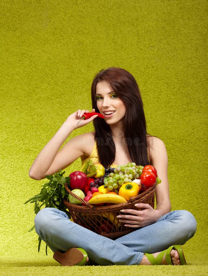 Woman with vegetables. stock photo. Image of beautiful - 23913008