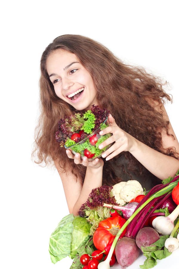 Girl with vegetarian set stock image. Image of closeup - 22526653