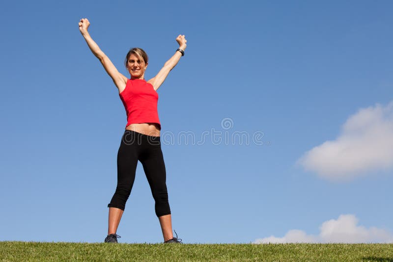 Woman victory stock photo. Image of athlete, blue, beauty - 10705656