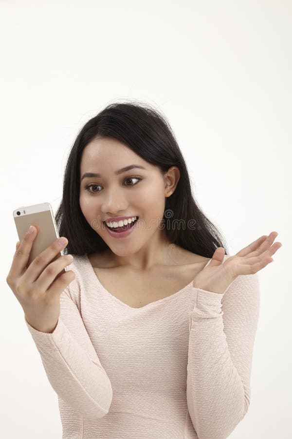 Woman video call stock photo. Image of happy, video - 105792992