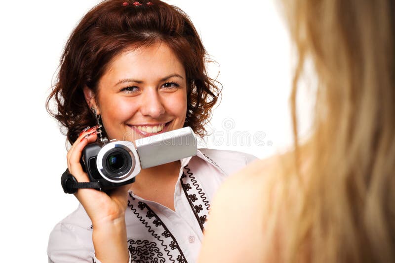 Woman with a video camera stock photo. Image of people - 10836028