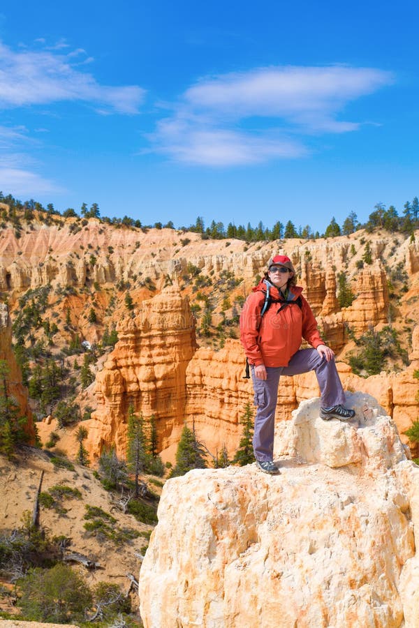 Woman viewing Bryce Canyon stock photo. Image of activity - 17336706