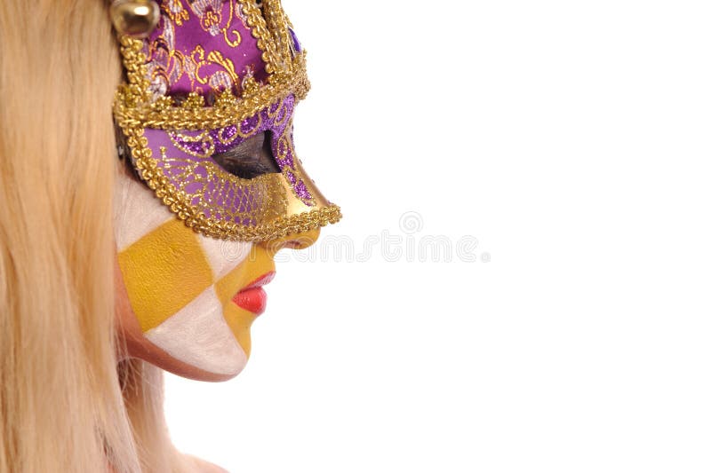 Woman in violet party mask stock photo. Image of concealed - 22301574