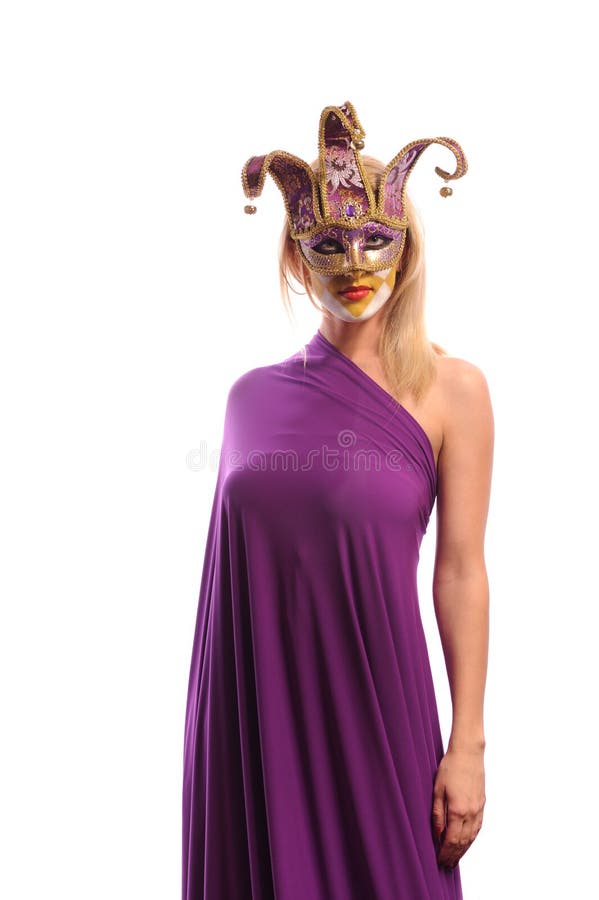 Violet Carnival Mask and Colored Garlands Stock Photo - Image of ...