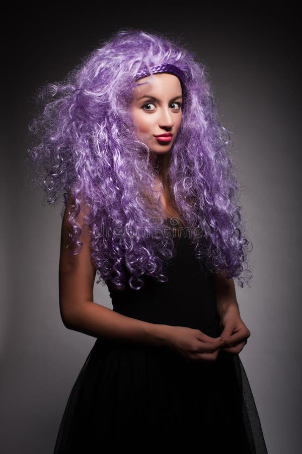 Woman with the violet hair stock image. Image of fashion - 16769715