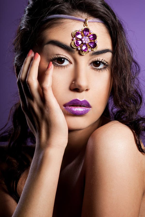 Woman with violet lips stock photo. Image of makeup, beauty - 22347754