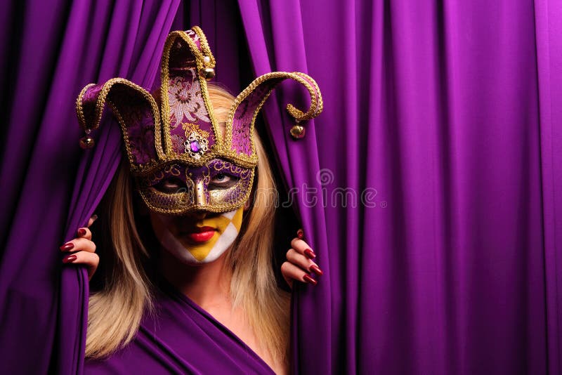 Woman in violet mask stock photo. Image of lips, lady - 17833296